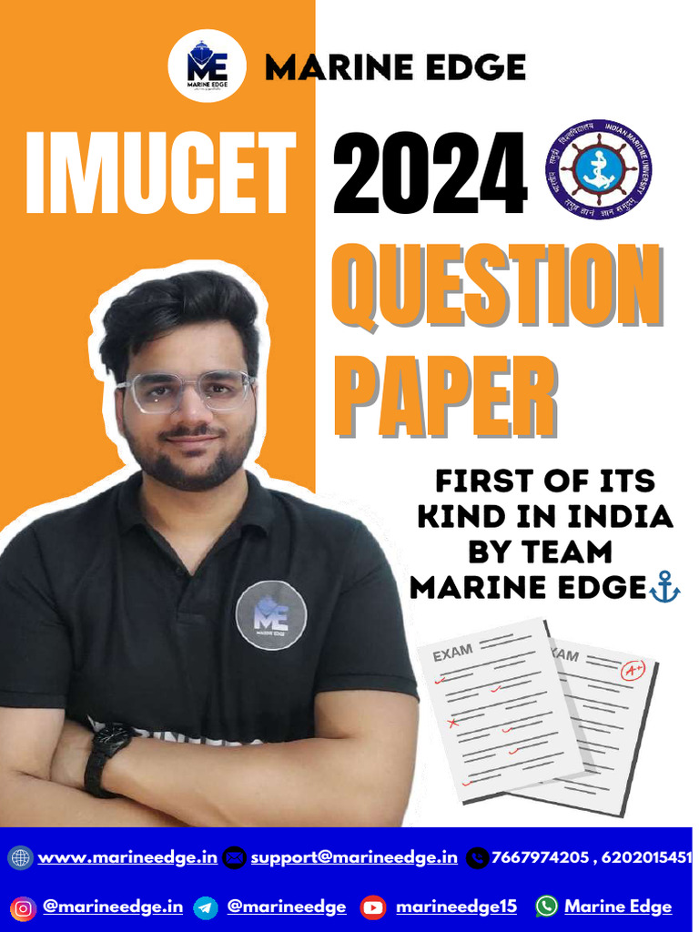 Imucet 2024 Question Paper by Marine Edge | PDF | Refraction | Acid