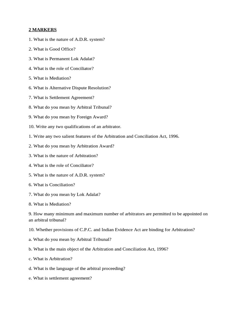 ADR Questions Paper Solved | PDF | Alternative Dispute Resolution ...