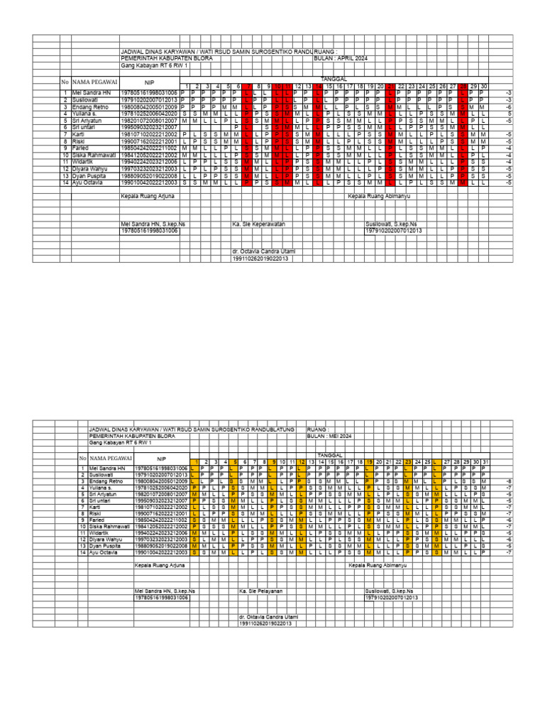 Jadwal Dinas 2024 (1) | PDF