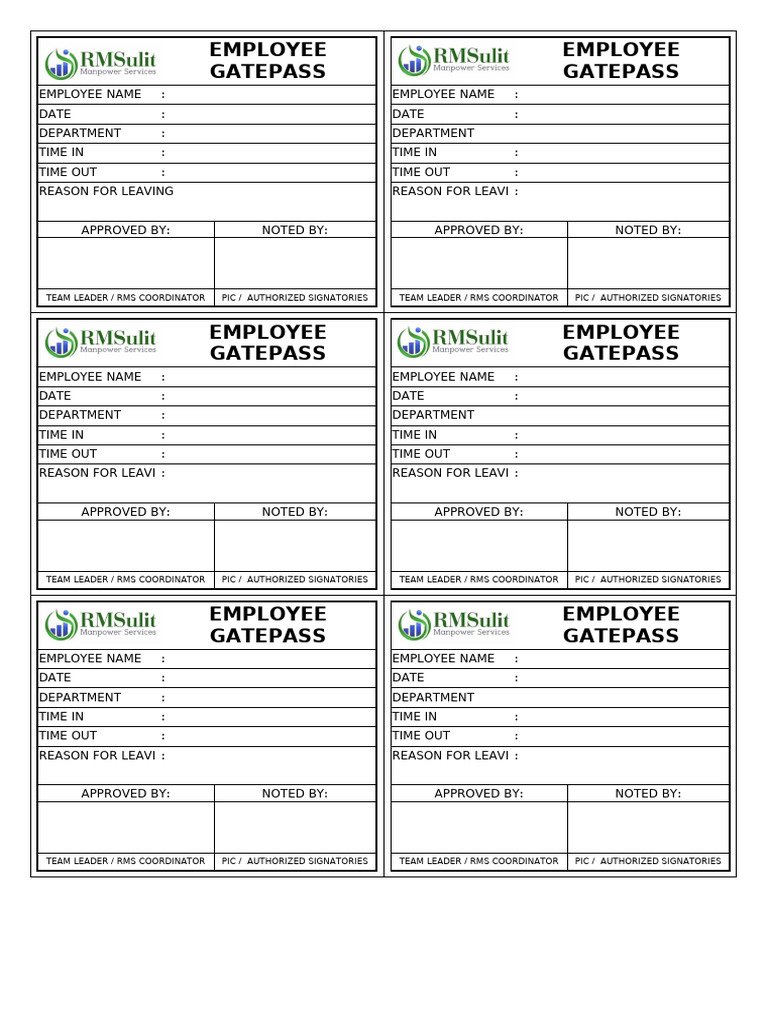 EMPLOYEE GATEPASS | PDF