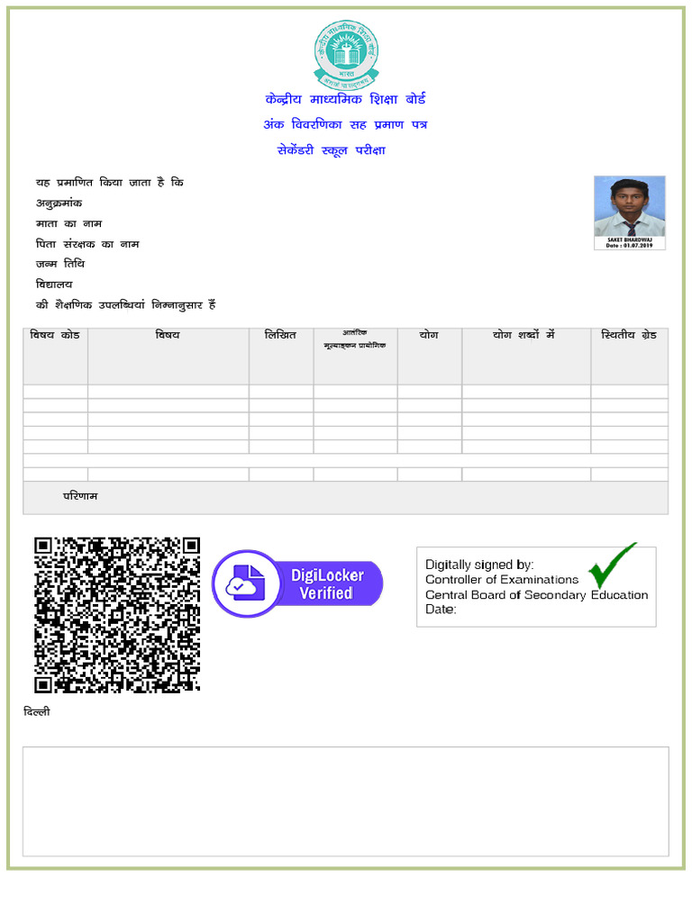 in.gov.cbse-SSCER-171319252021 | PDF | Educational Stages | Secondary ...