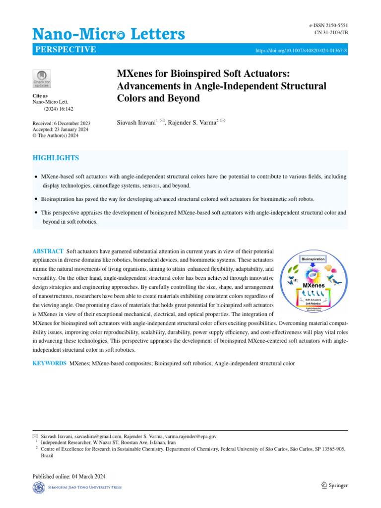 MXenes For Bioinspired Soft Actuators Advancements | PDF | Actuator ...