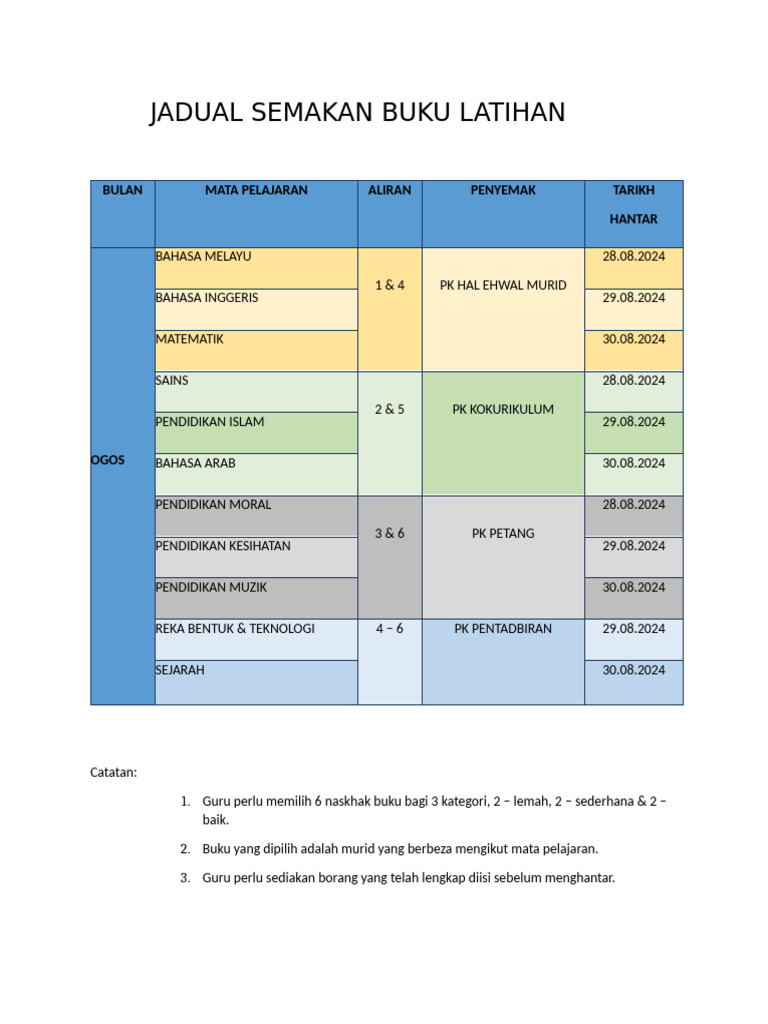 SEMAKAN BUKU LATIHAN 2024 | PDF