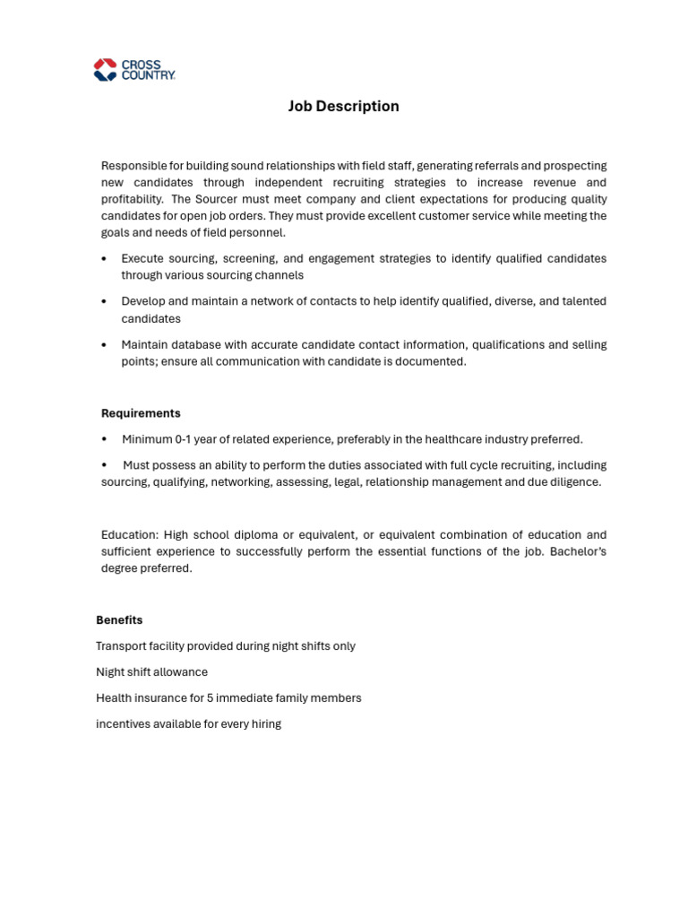 Trainee Talent Sourcer JD | PDF