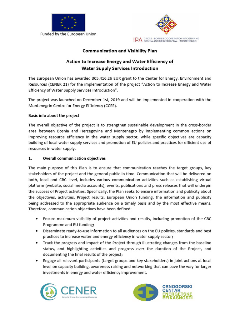 Communication-and-Visibility-Plan CENER CCEE 090120202 | PDF | European ...