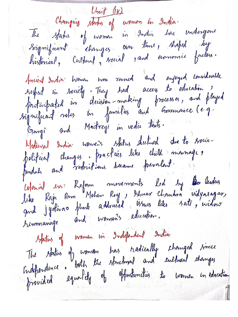 Changing Status of Women in India | PDF