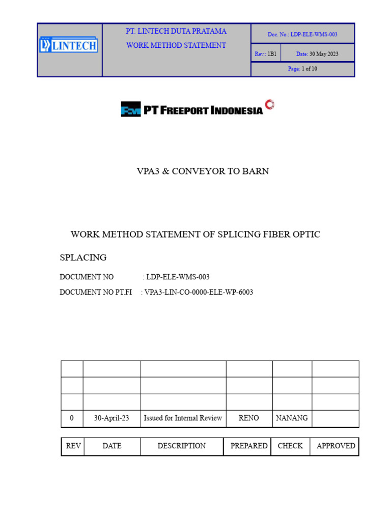 LDP-ELE-WMS-003 Fiber optic | PDF | Personal Protective Equipment | Safety
