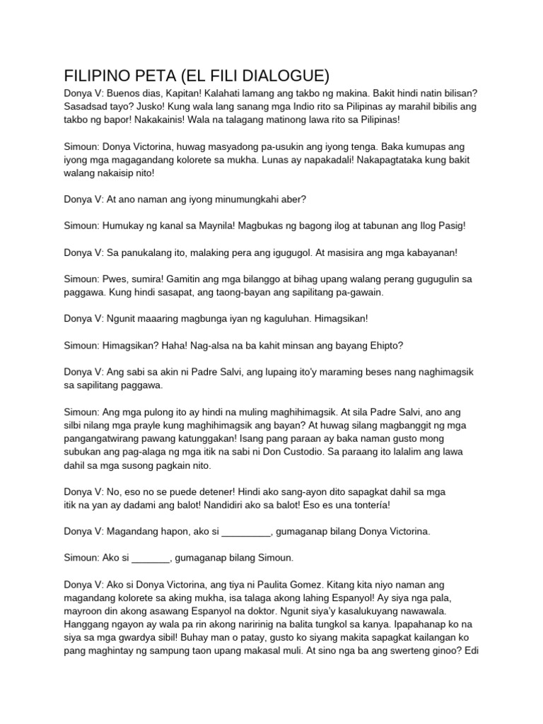 Donya Victorina and Simoun Dialogue | PDF