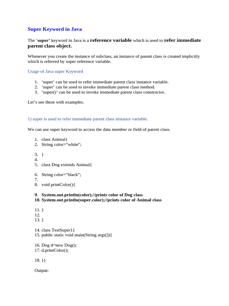 12 Java Polymorphism Super Keyword Pdf Class Computer Programming Method Computer