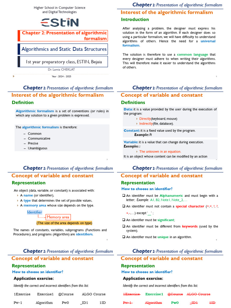CHAPTER02 Presentation of Algorithmic Formalism | PDF | String (Computer Science) | Boolean Algebra
