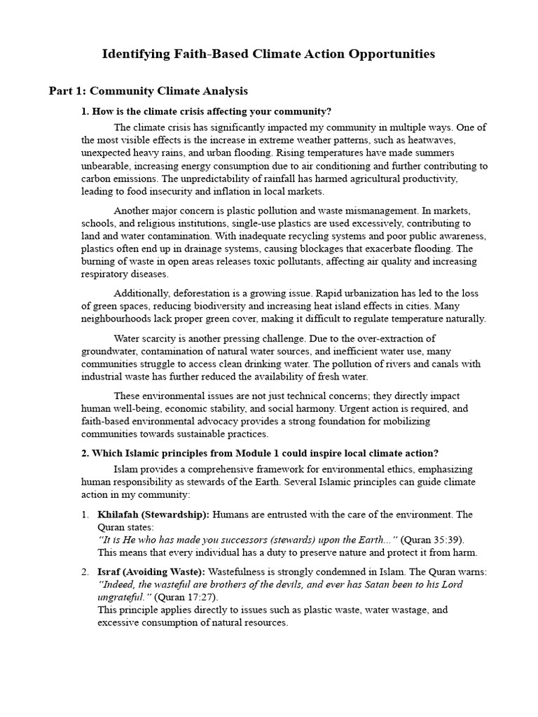 Identifying Faith-Based Climate Action Opportunities | PDF | Water ...