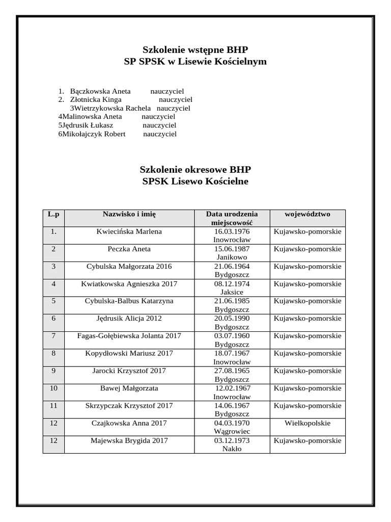 Szkolenie Wstępne BHP | PDF