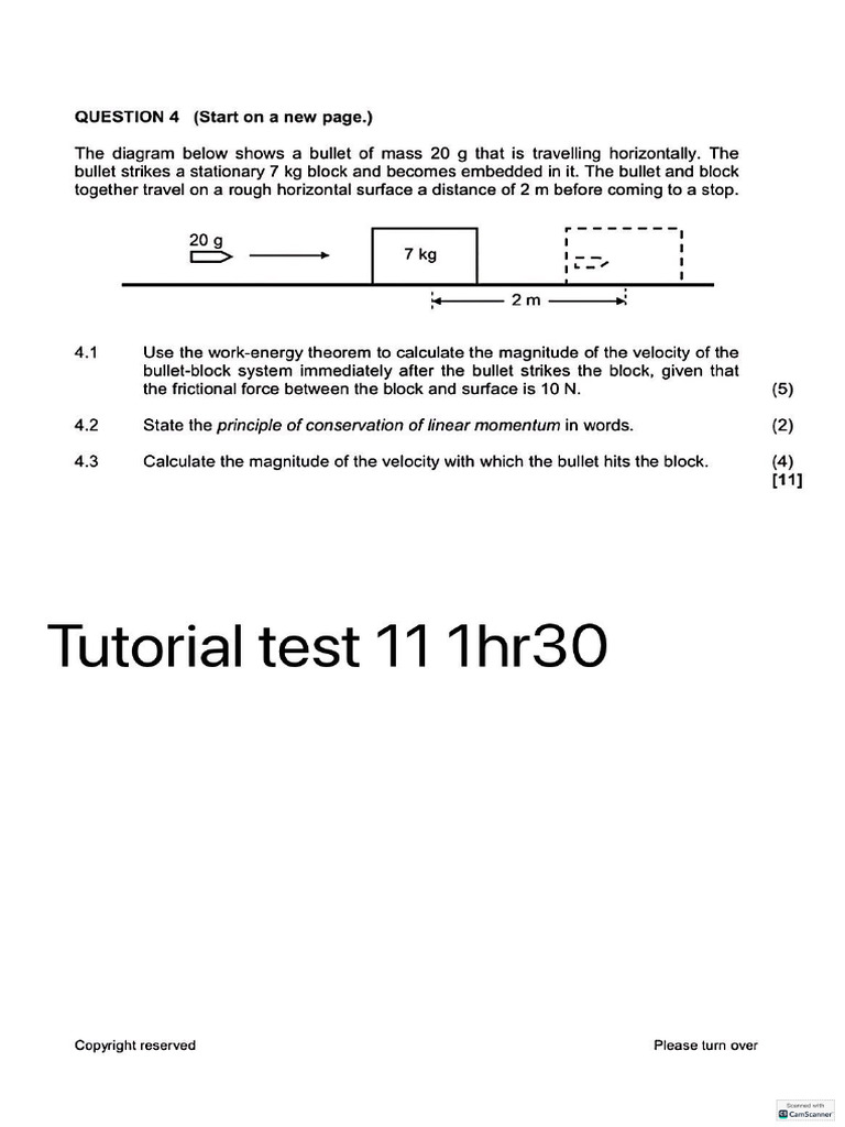 Physics Tutorial Test 11 GRD 12 2025 | PDF