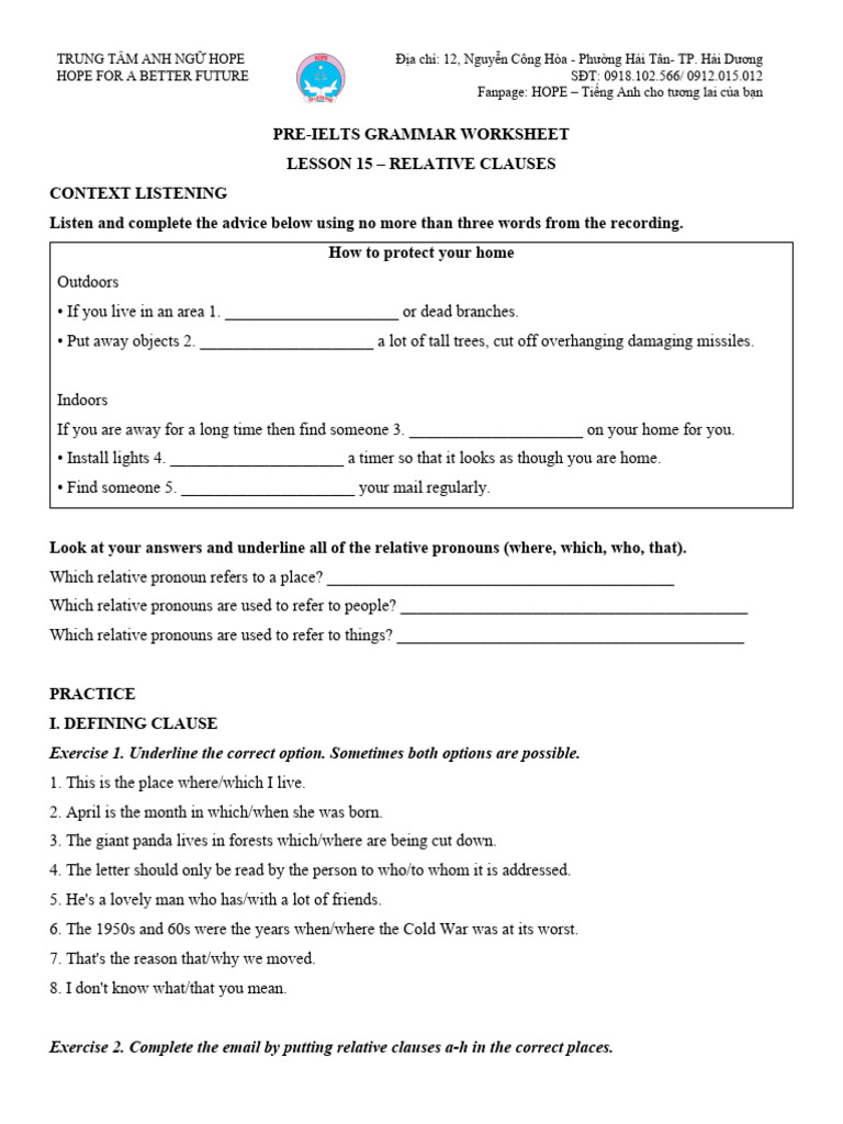 GRAMMAR 15 - REALATIVE CLAUSES (For Students) | PDF
