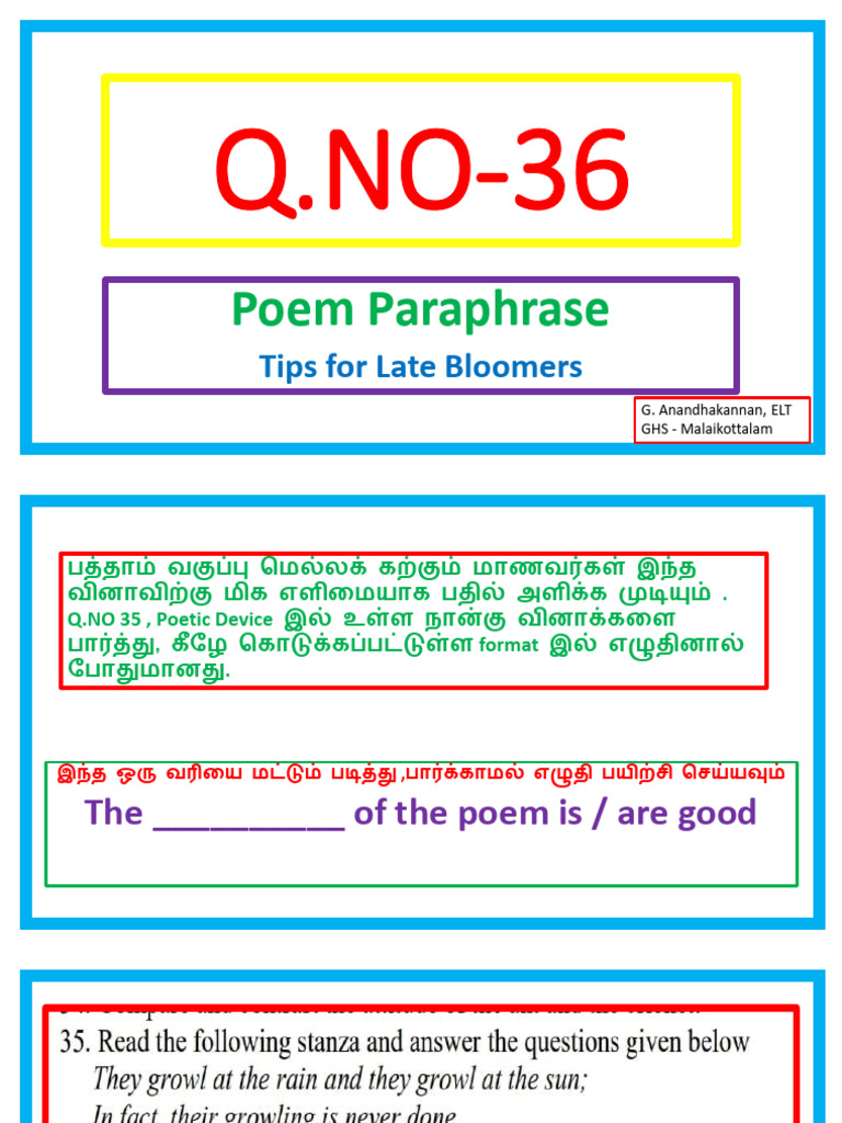 Poem Paraphrase - TIPS. | PDF