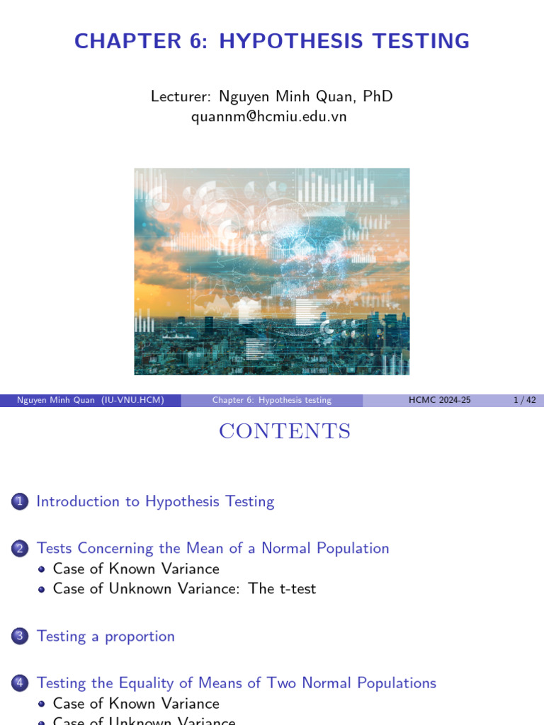 Chapter6 Handout 2024 25 | PDF | Type I And Type Ii Errors | P Value
