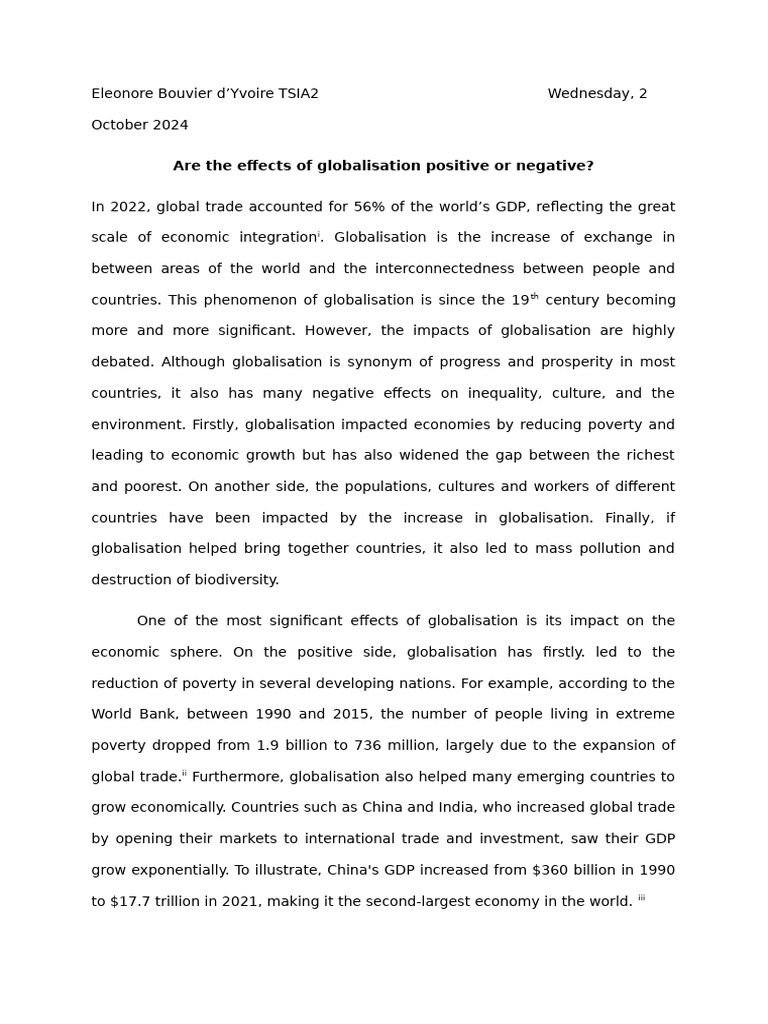 Are The Effects of Globalisation Positive or Negative | PDF | Globalization | Poverty