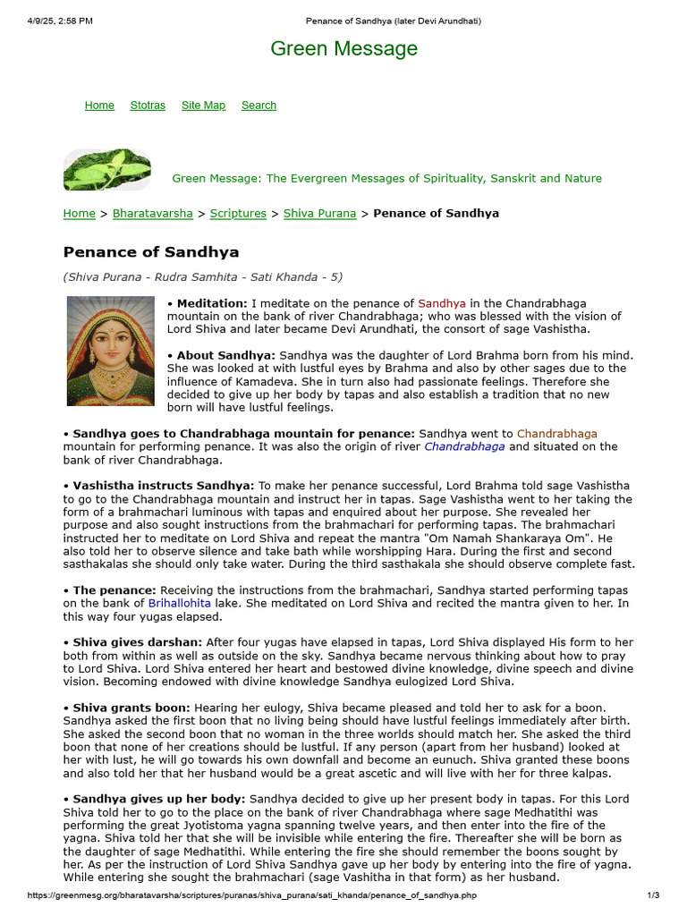 Sandhya's Penance and Transformation | PDF | Hindu Mythology | Indian ...