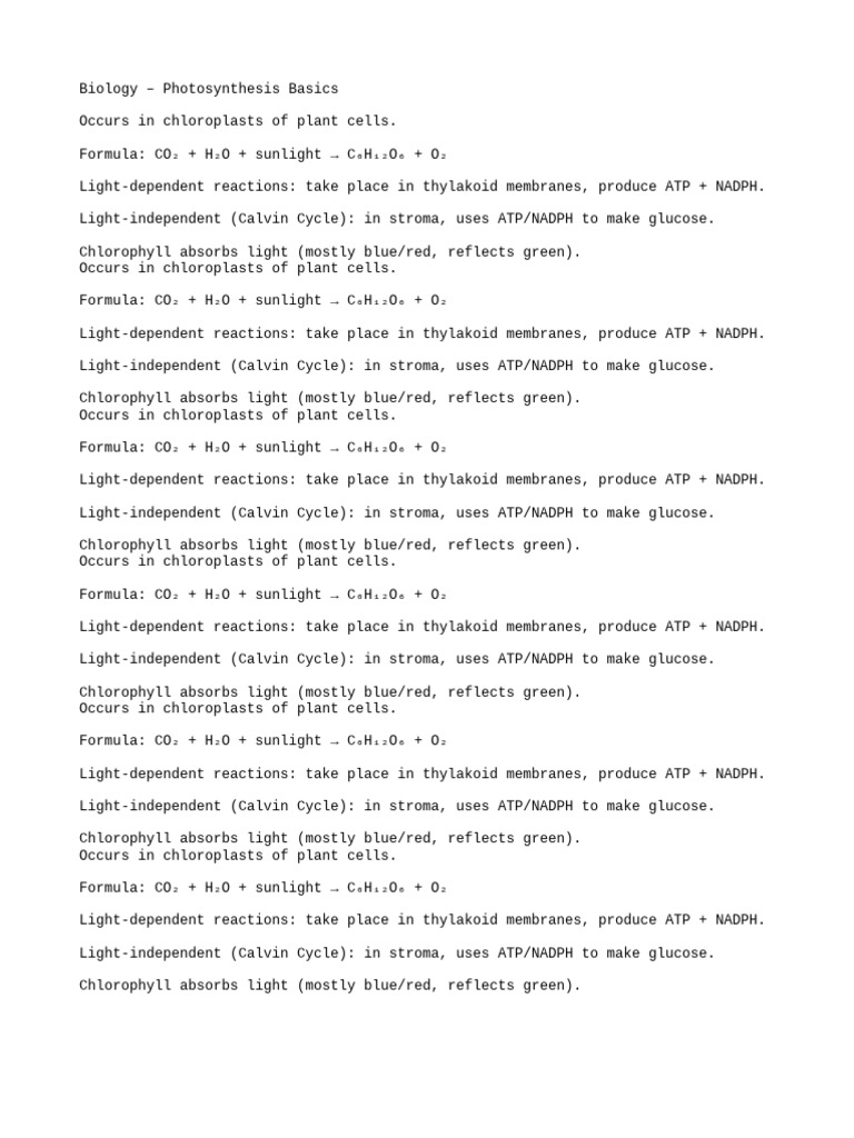 Photosynthesis Explained: Key Processes | PDF