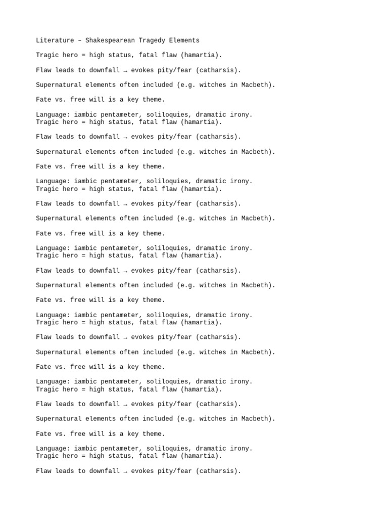 Literature - Shakespearean Tragedy Elements | PDF