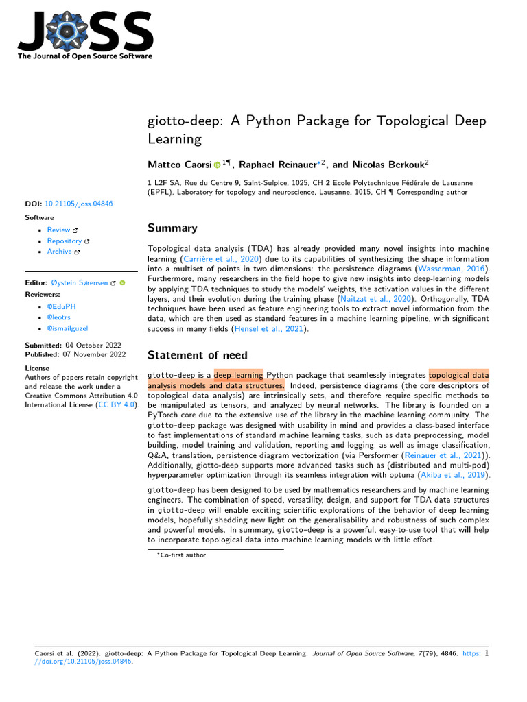 Giotto-Deep A Python Package For Topological Deep | PDF | Deep Learning ...