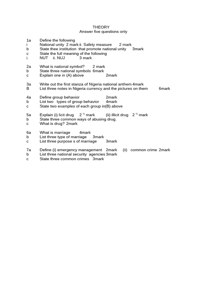 THEORY SOS JSS1 | PDF