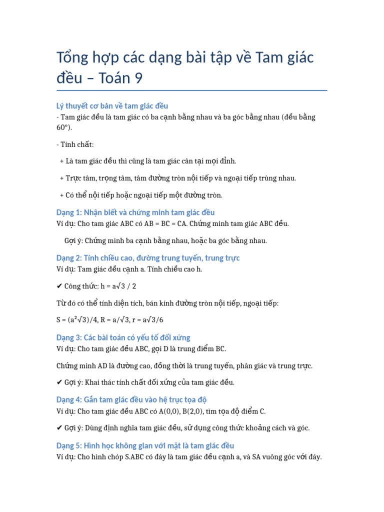 Tam Giac Deu Toan 9 | PDF