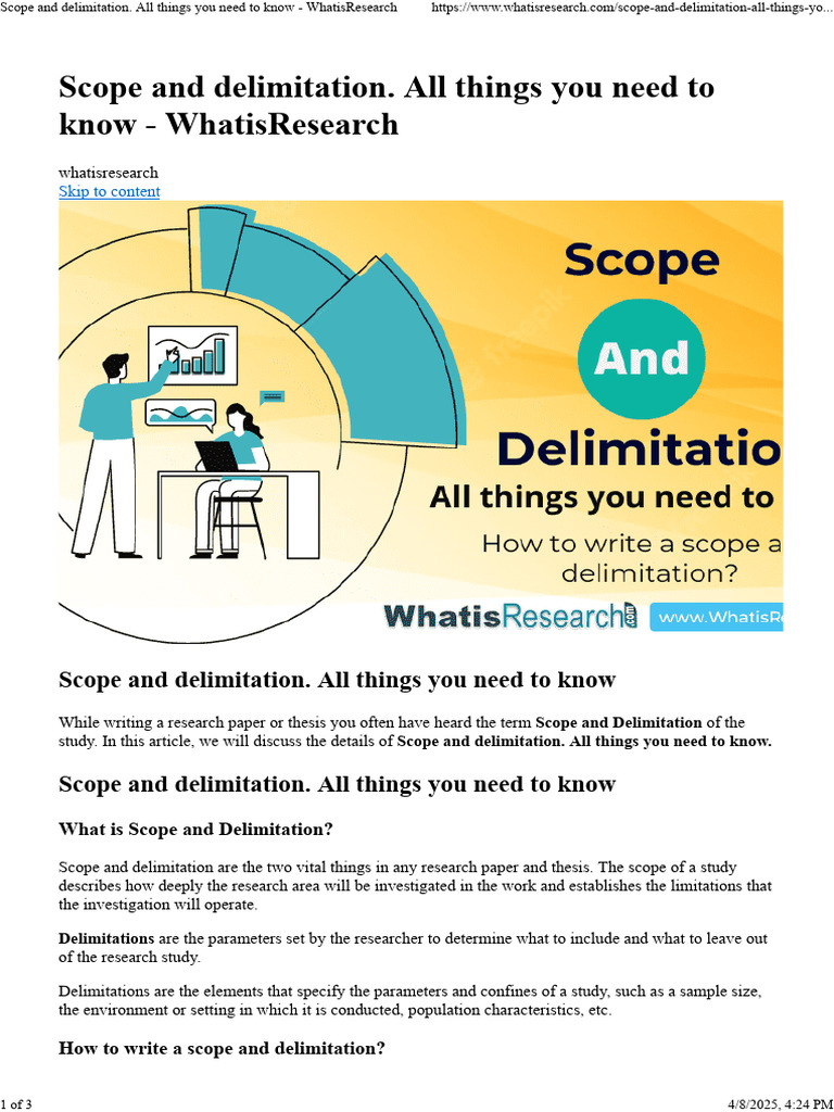 Understanding Scope and Delimitation in Research | PDF | Scope ...