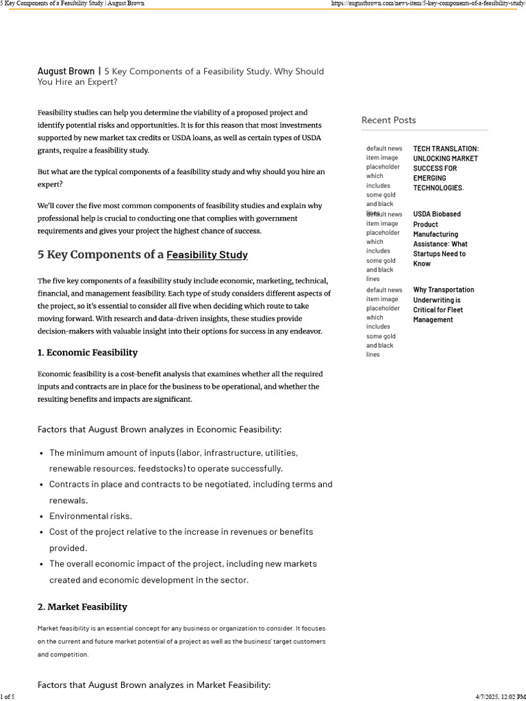 5 Key Components of a Feasibility Study _ August Brown | PDF ...