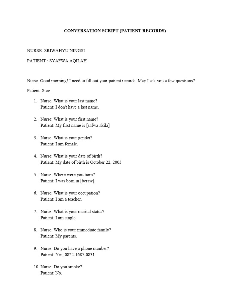 Patient Record Conversation Script | PDF