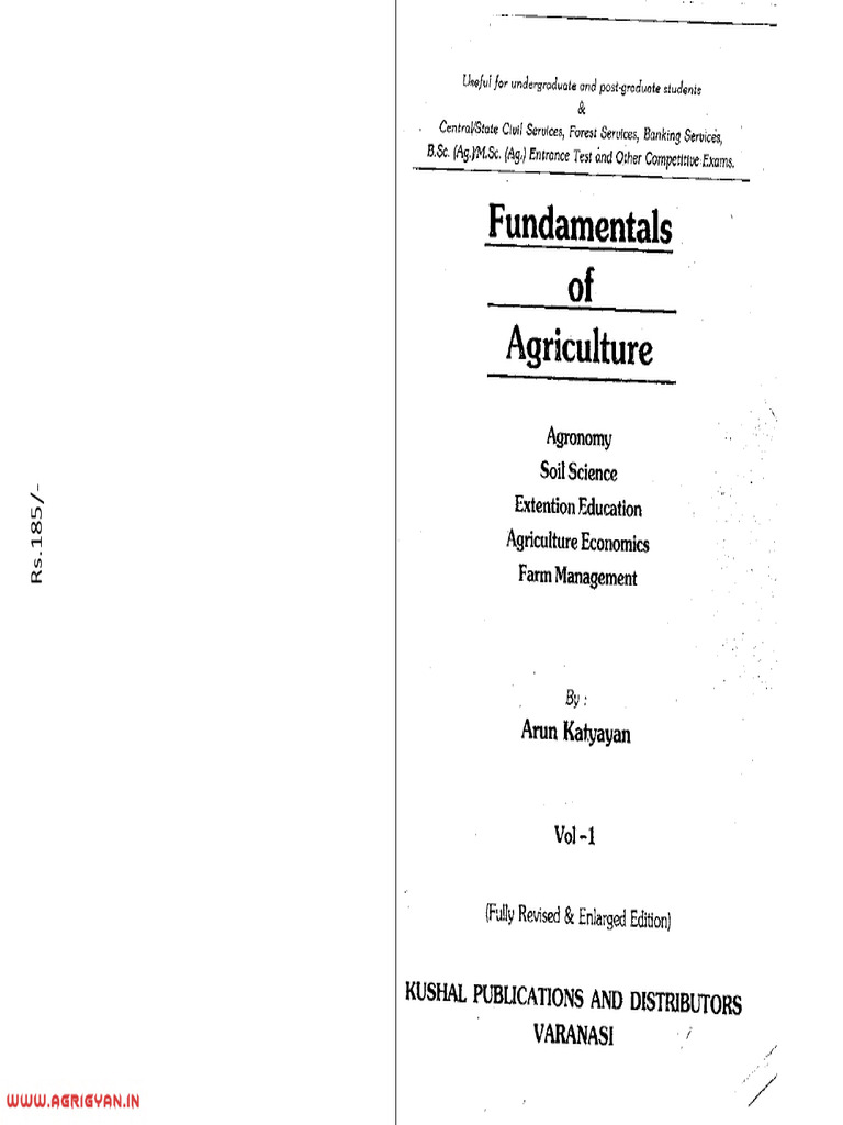 Fundamental of Agriculture Arun Katyan Vol 1 | PDF