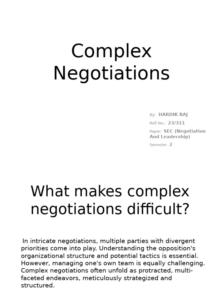 Complex Negotiations4 | PDF | Negotiation | Society