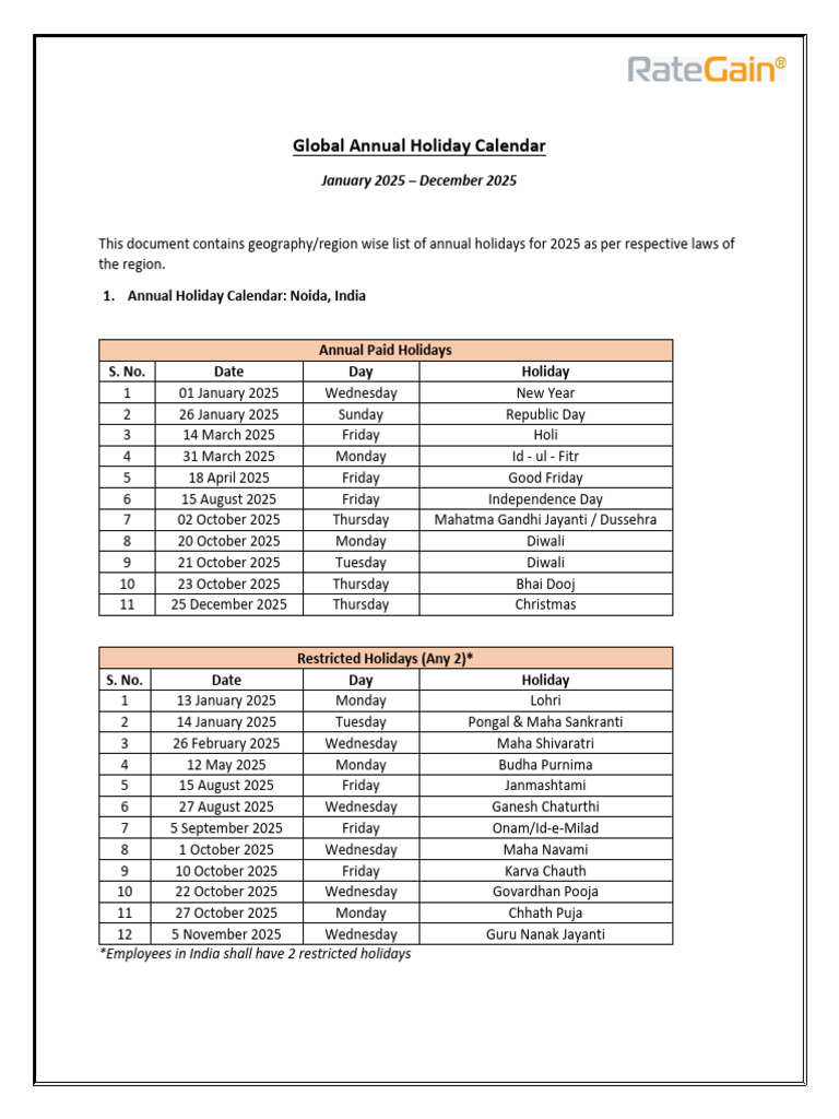 Global Annual Holiday Calendar 2025 Final | PDF | Holidays | Thanksgiving