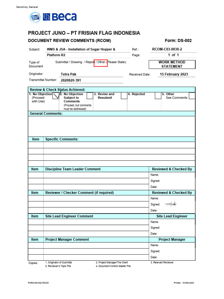 0030-2 WMS JSA - Installation of Sugar Hopper Platform R2[1] | PDF
