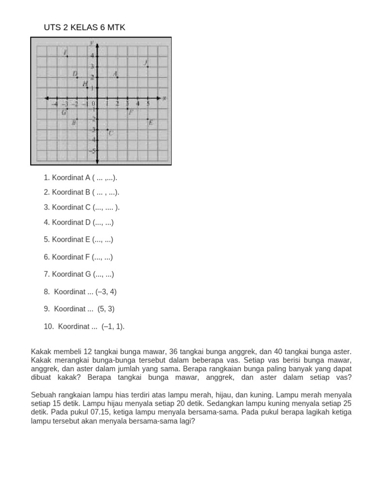 Uts 2 Kelas 6 MTK | PDF