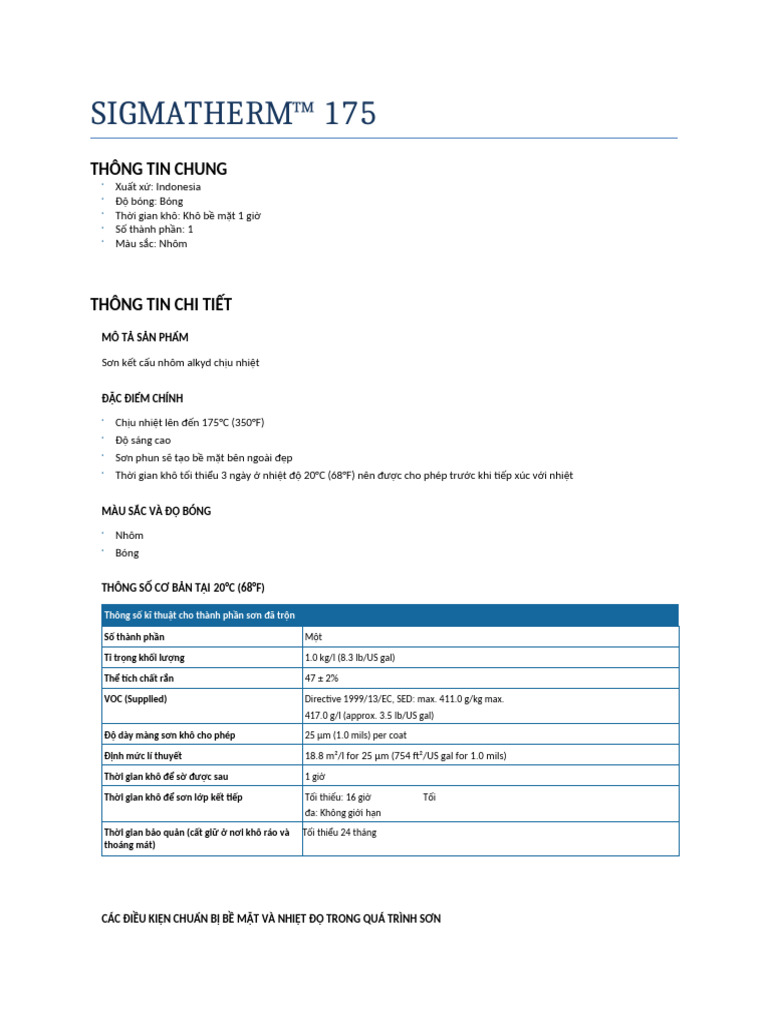 Sigmatherm 175 VN | PDF