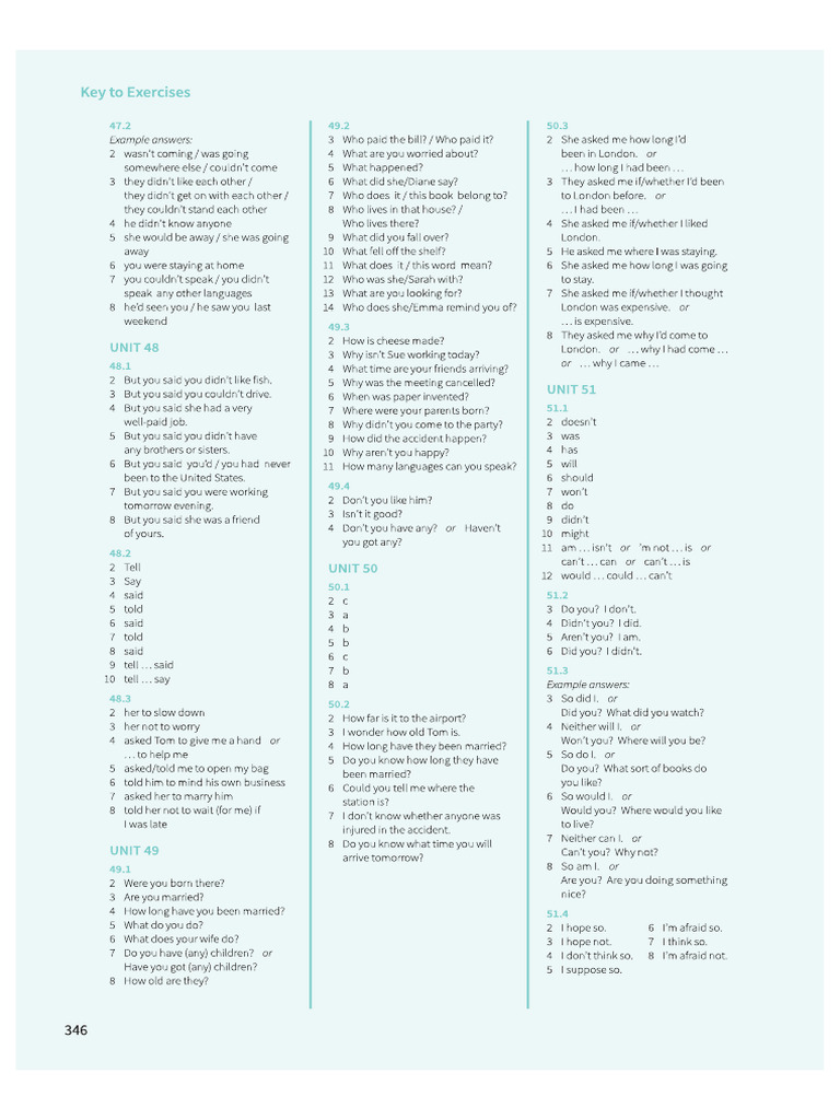Reported Speech Answers | PDF