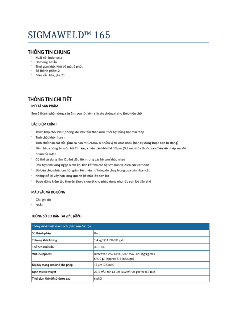 Sigmaweld 165 VN | PDF
