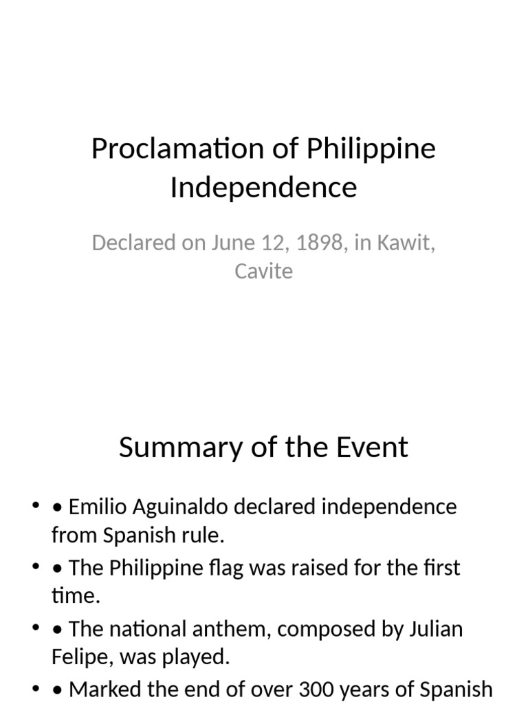 Philippine Independence Proclamation 1898 | PDF