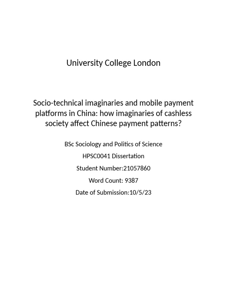 Ucl Sts Undergraduate Dissertation 2024 | PDF | Focus Group | We Chat