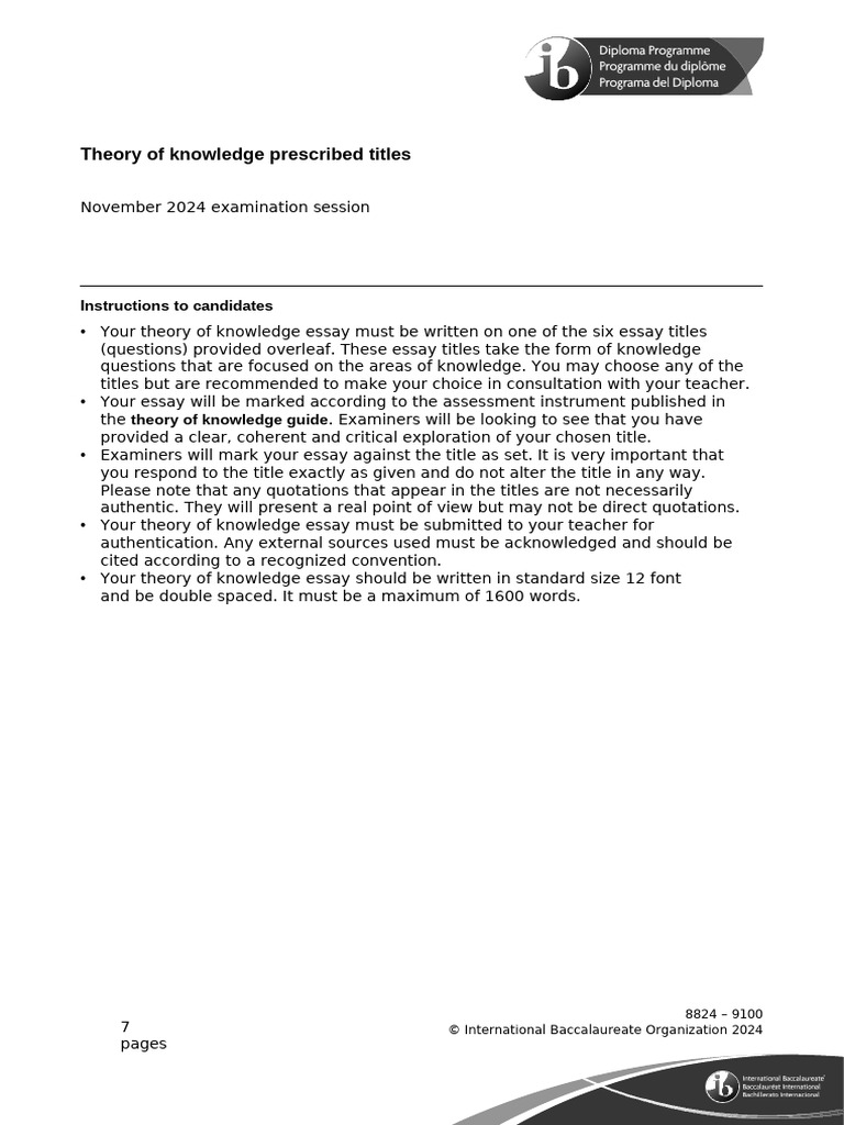 N24 TOK Essay Prescribed Titles | PDF | Hypothesis | Creativity