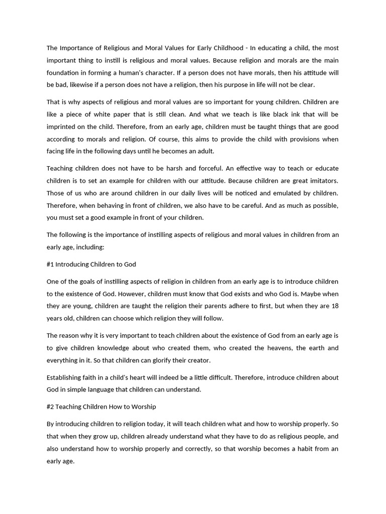 Instilling Religious and Moral Values in Children | PDF | Morality ...