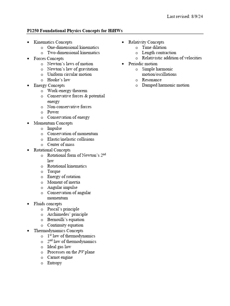 Foundational Physics Concepts Overview | PDF