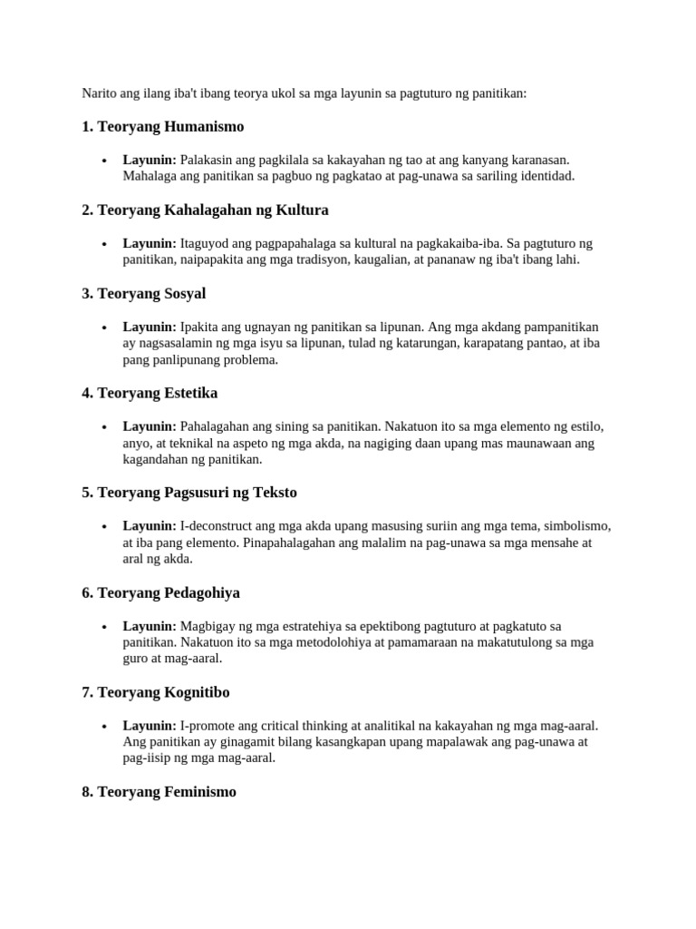 Teorya Sa Pagtuturo NG Panitikan | PDF