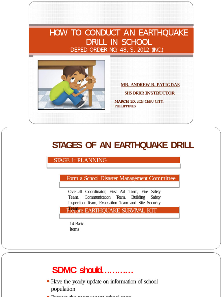 How To Conduct An Earthquake Drill in School | PDF | Emergency ...