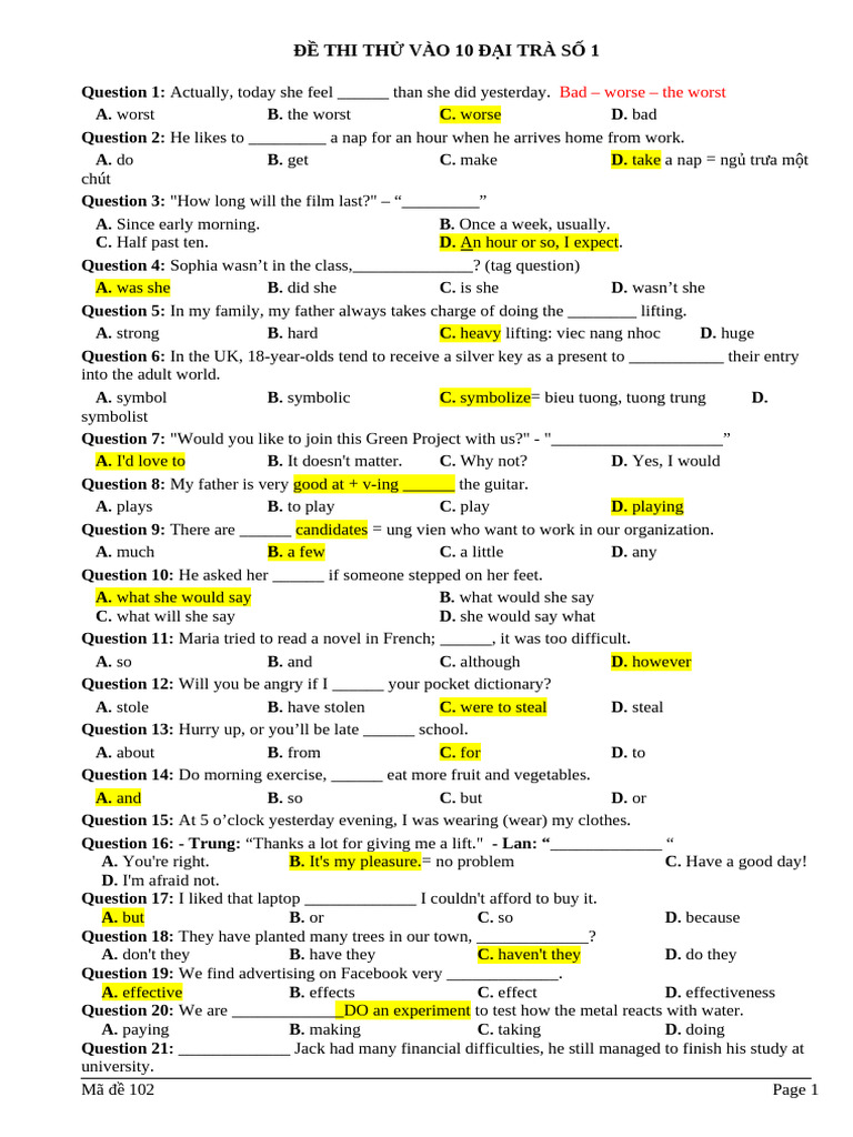 Grade 10 English Practice Exam 1 | PDF | Stress (Biology) | Botswana