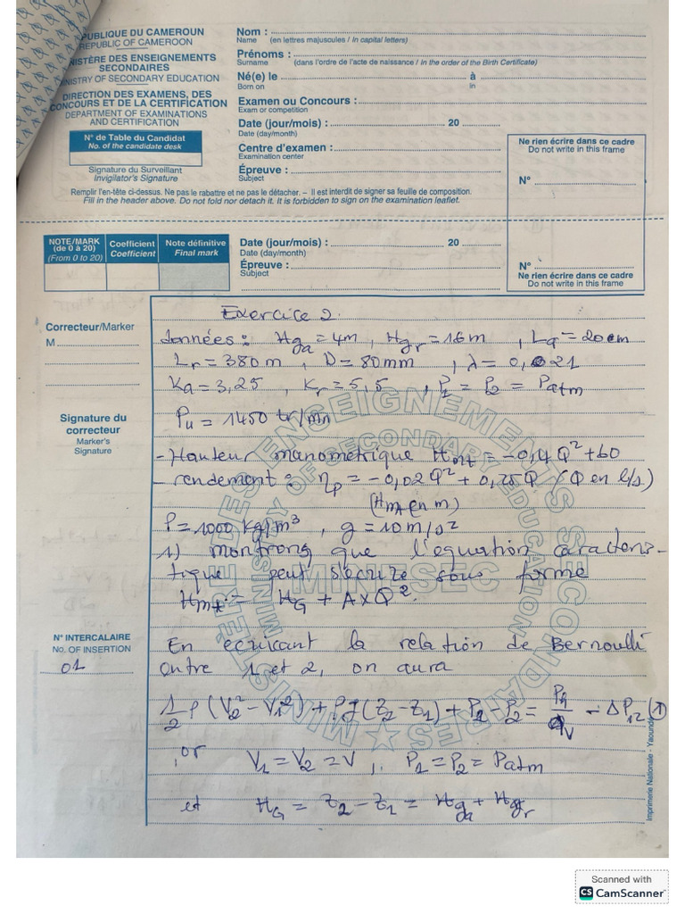 TD HYDRAULIQUE 1 Group 2 Exo 2 | PDF