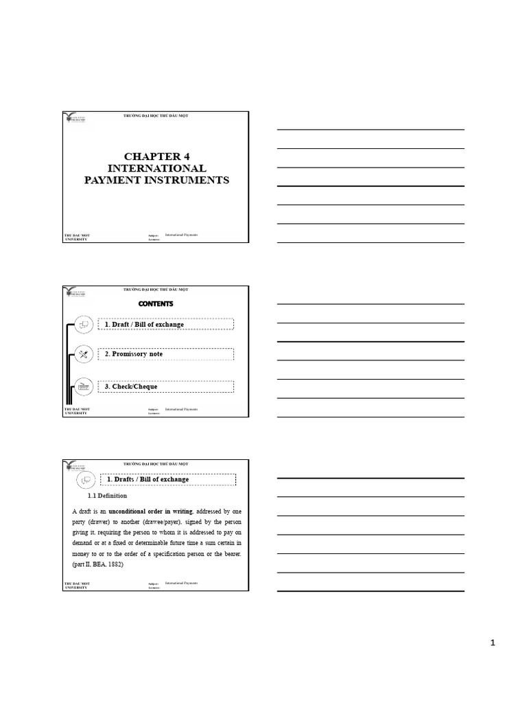 Chap 4 - Payment Instruments | PDF | Negotiable Instrument | Cheque