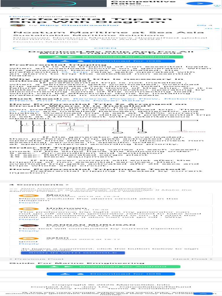 Preferential Trip On Ship With Diagram | PDF | Relay | Ships