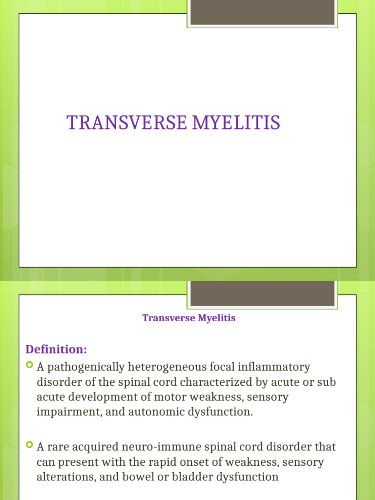 Understanding Transverse Myelitis: Symptoms & Causes | PDF | Diseases ...